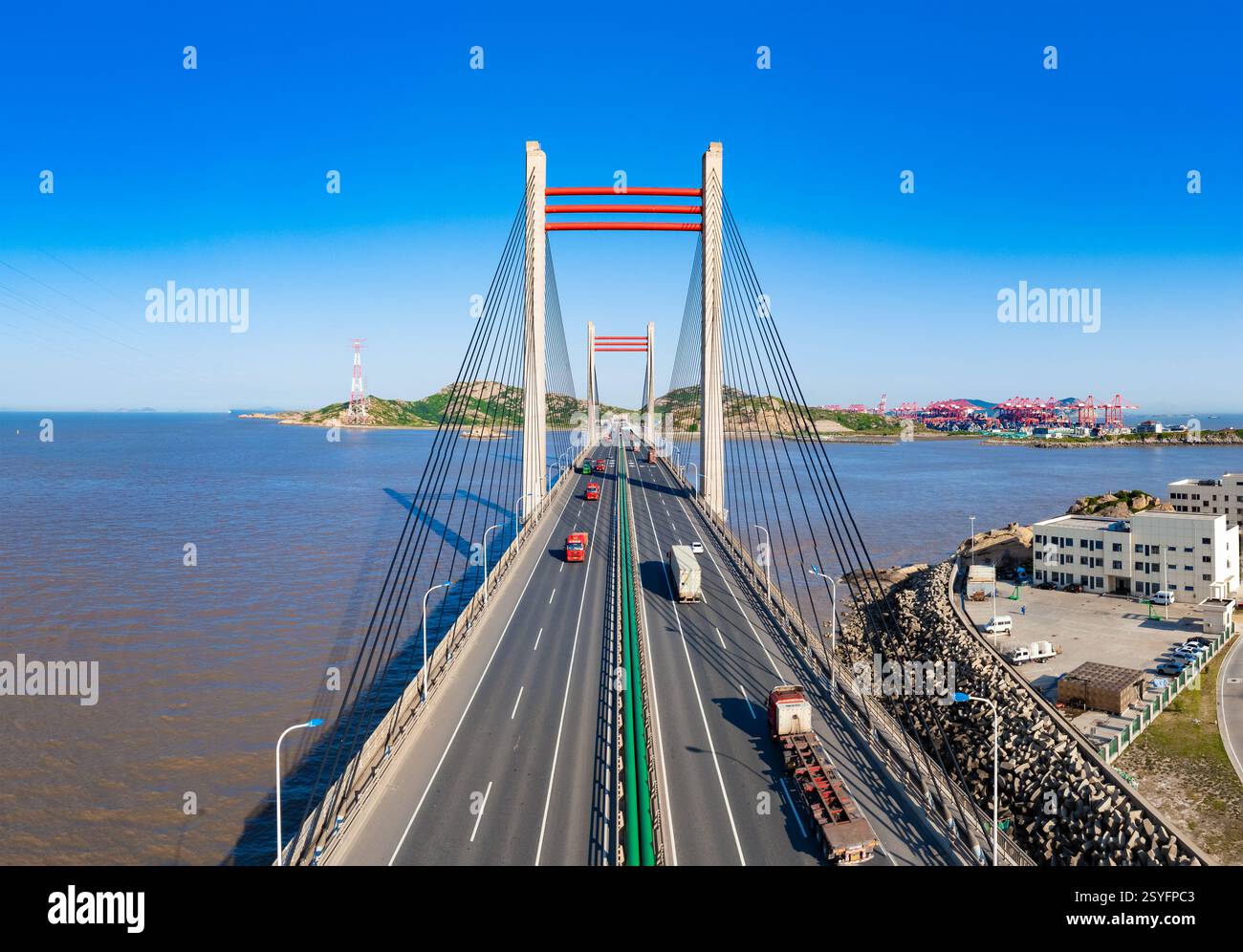 Aerial photography scenery of China East China Sea Bridge Stock Photo ...