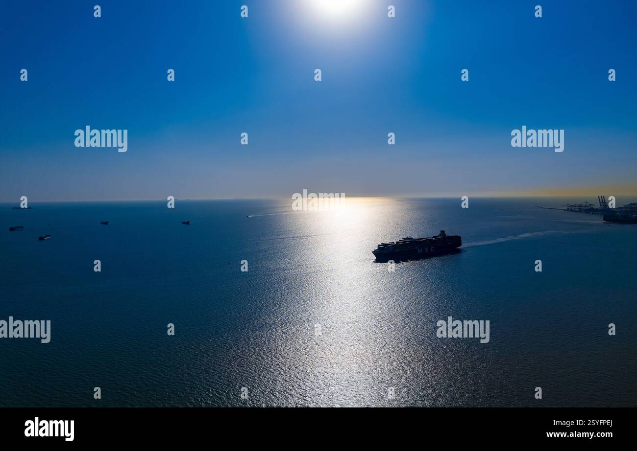 Ocean scenery of Yangshan Deepwater Port in Hangzhou Bay, Zhejiang ...