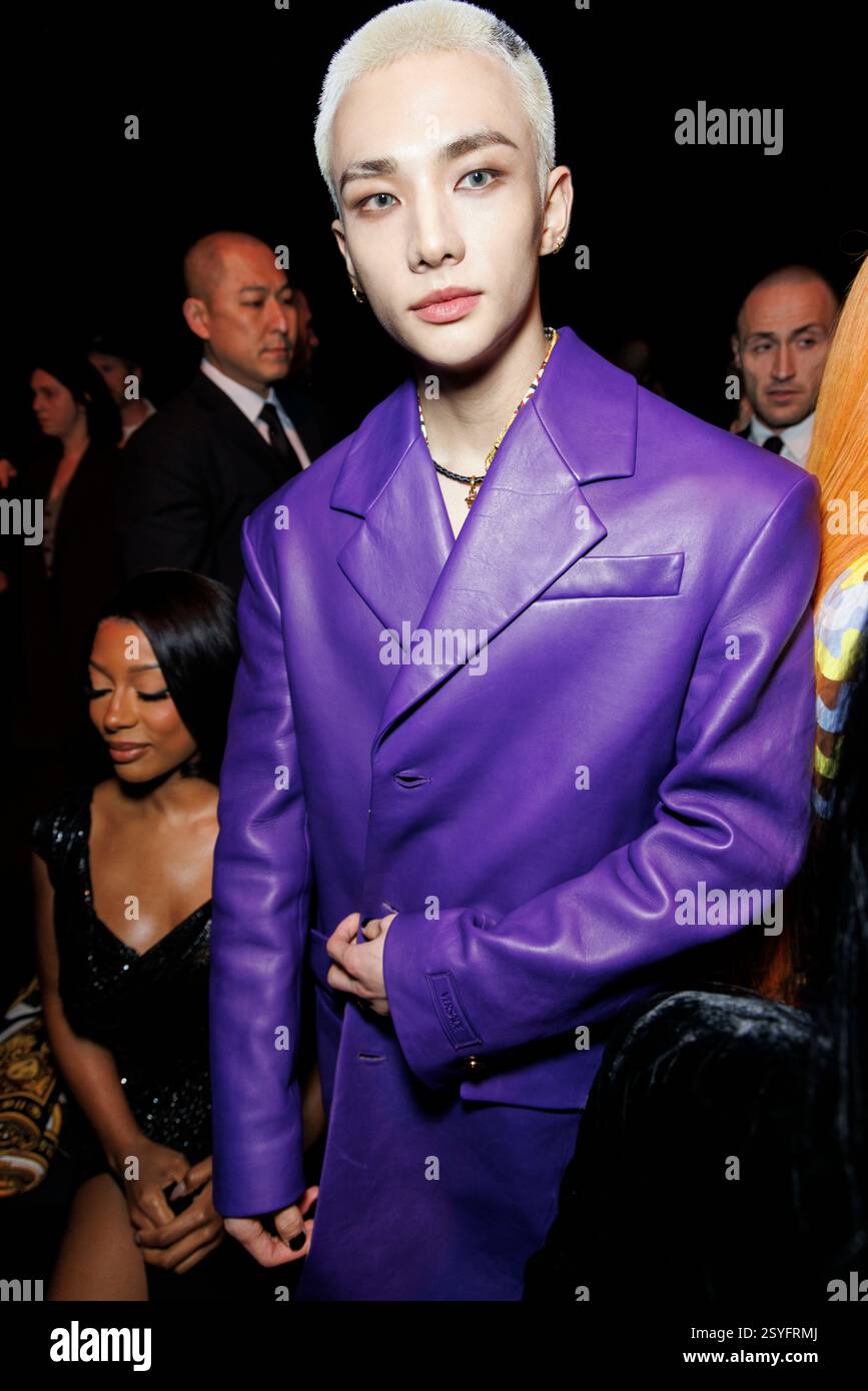 Hyunjin attends VERSACE Autumn-Winter 2025 runway during Milan Fashion ...