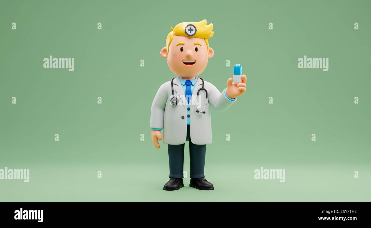 Cartoon character holding pill hi-res stock photography and images - Alamy