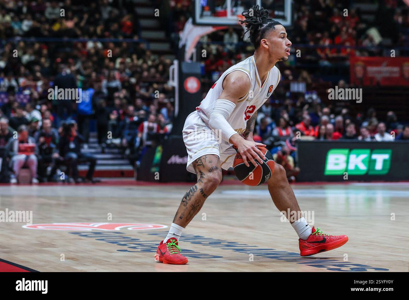 Matthew Strazel #32 of AS Monaco seen in action during Turkish Airlines ...