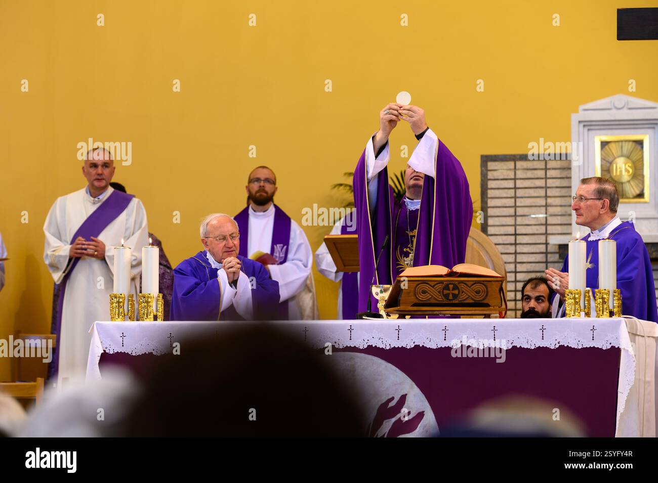 The Consecration moment of the Holy Mass. St James Church in Medjugorje ...