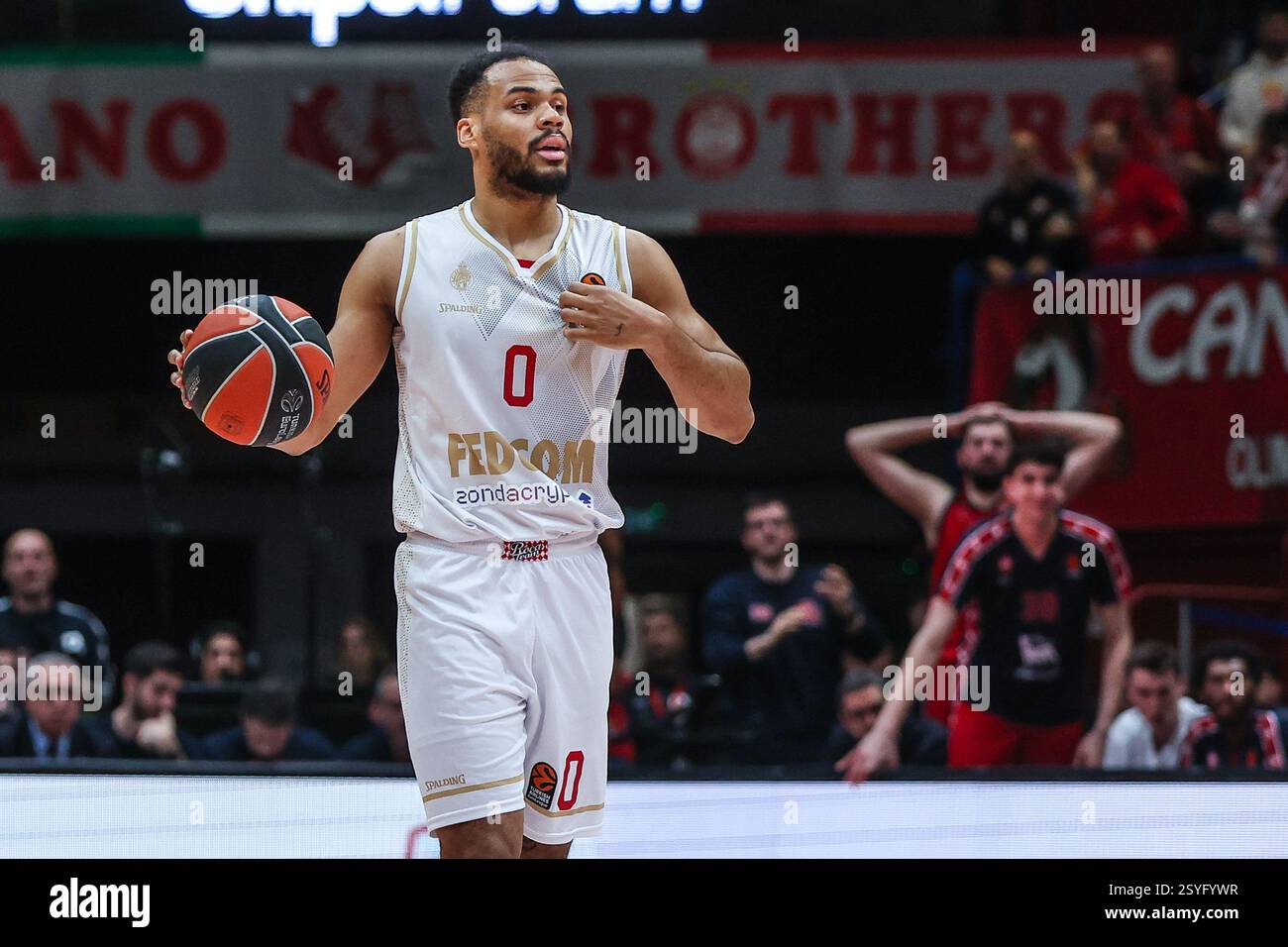 Elie Okobo #0 of AS Monaco seen in action during Turkish Airlines EuroLeague 2024/25 Regular ...