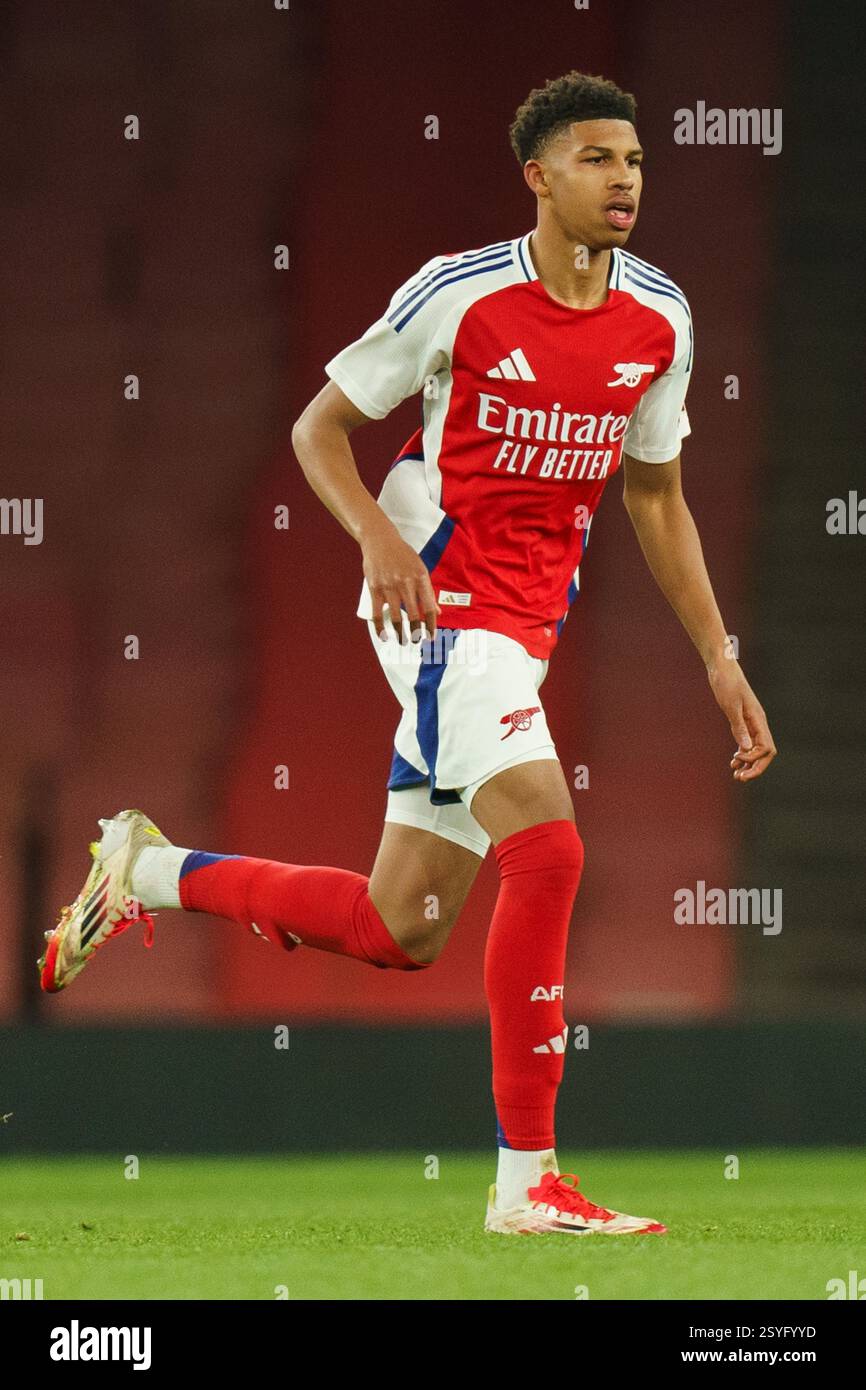 London, UK. 28th Feb, 2025. Andre Harriman-Annous of Arsenal during the Arsenal FC Under-18s v ...