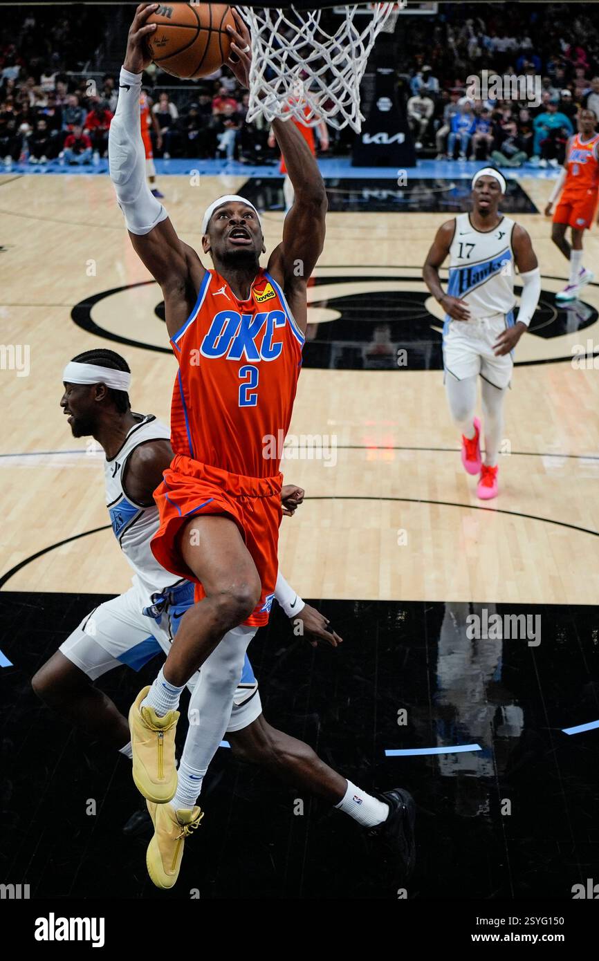 Oklahoma City Thunder guard Shai Gilgeous-Alexander (2) goes to the ...