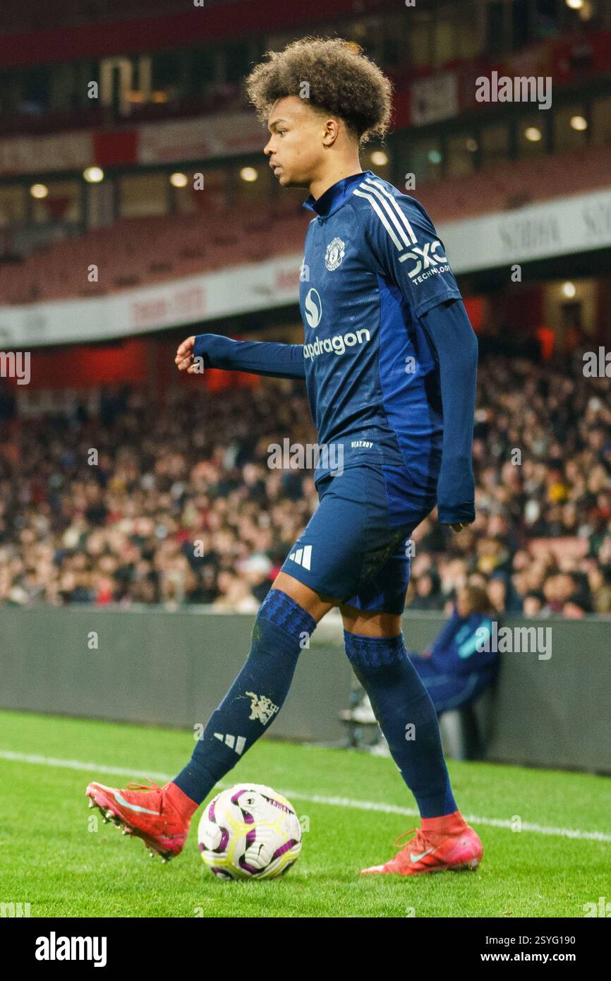 London, UK. 28th Feb, 2025. Samuel Lusale of Manchester United during ...
