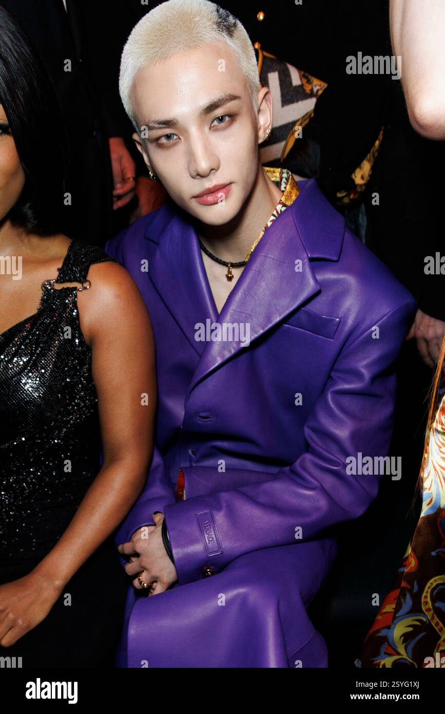 Hyunjin attends VERSACE Autumn-Winter 2025 runway during Milan Fashion ...