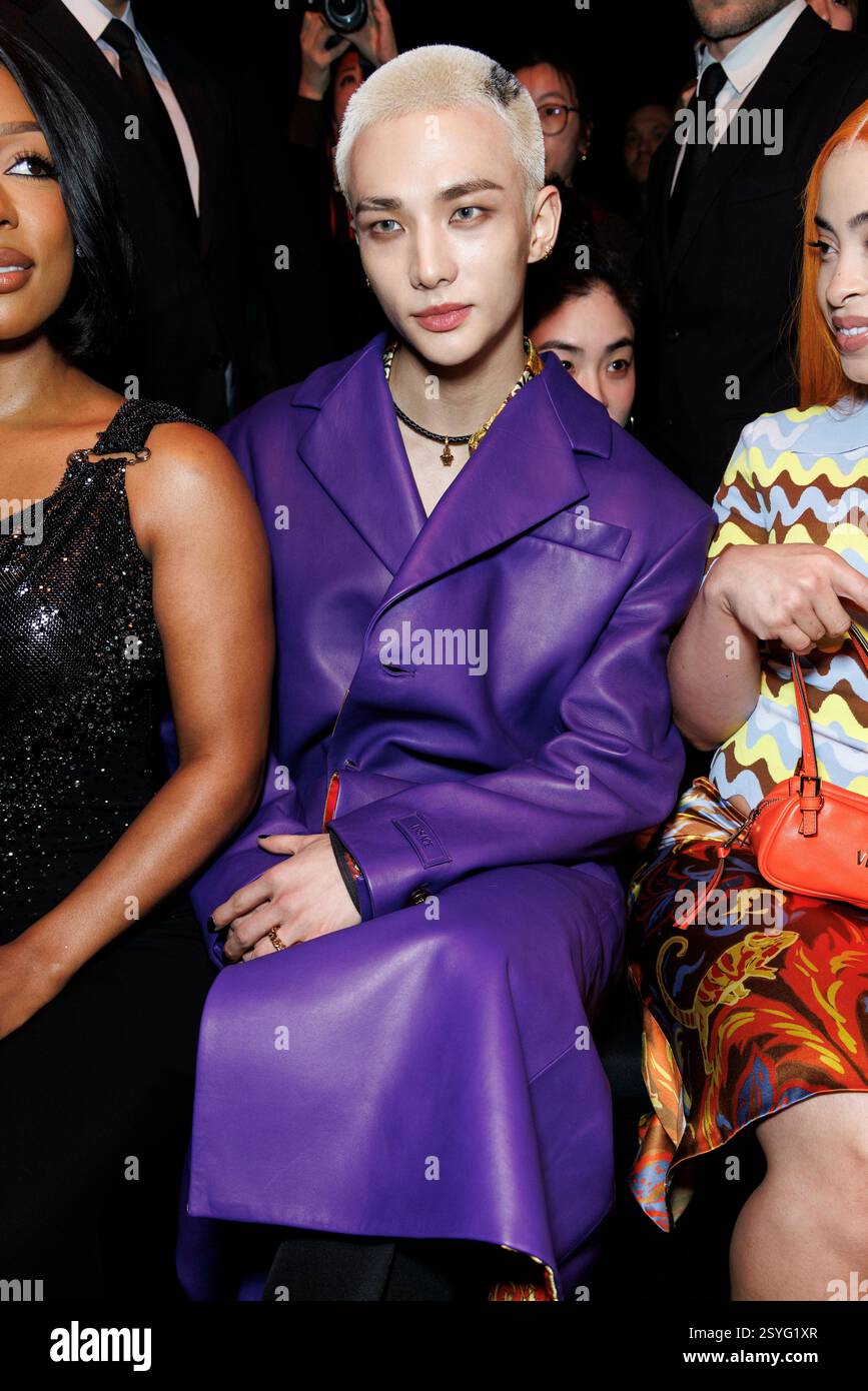 Hyunjin attends VERSACE Autumn-Winter 2025 runway during Milan Fashion ...