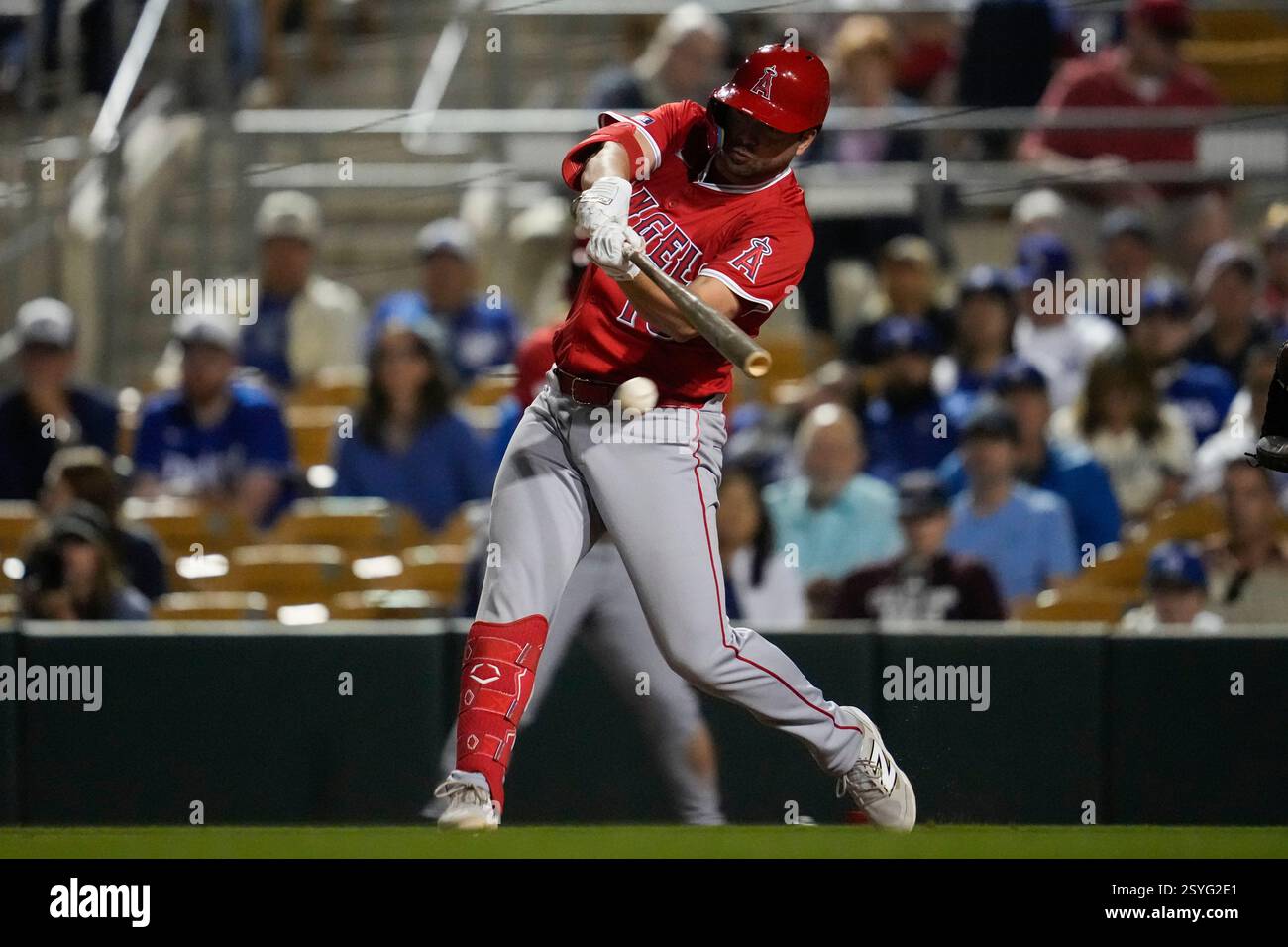 Los Angeles Angels' Nolan Schanuel grounds in to a forced out during ...
