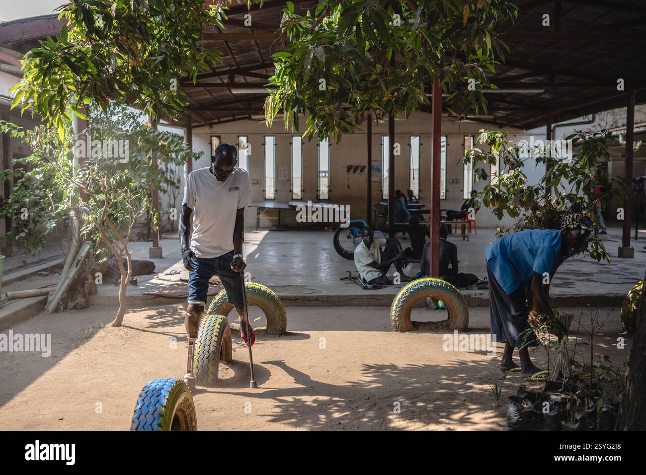 Juba, South Sudan. 28th Feb, 2025. A disabled refugee takes ...