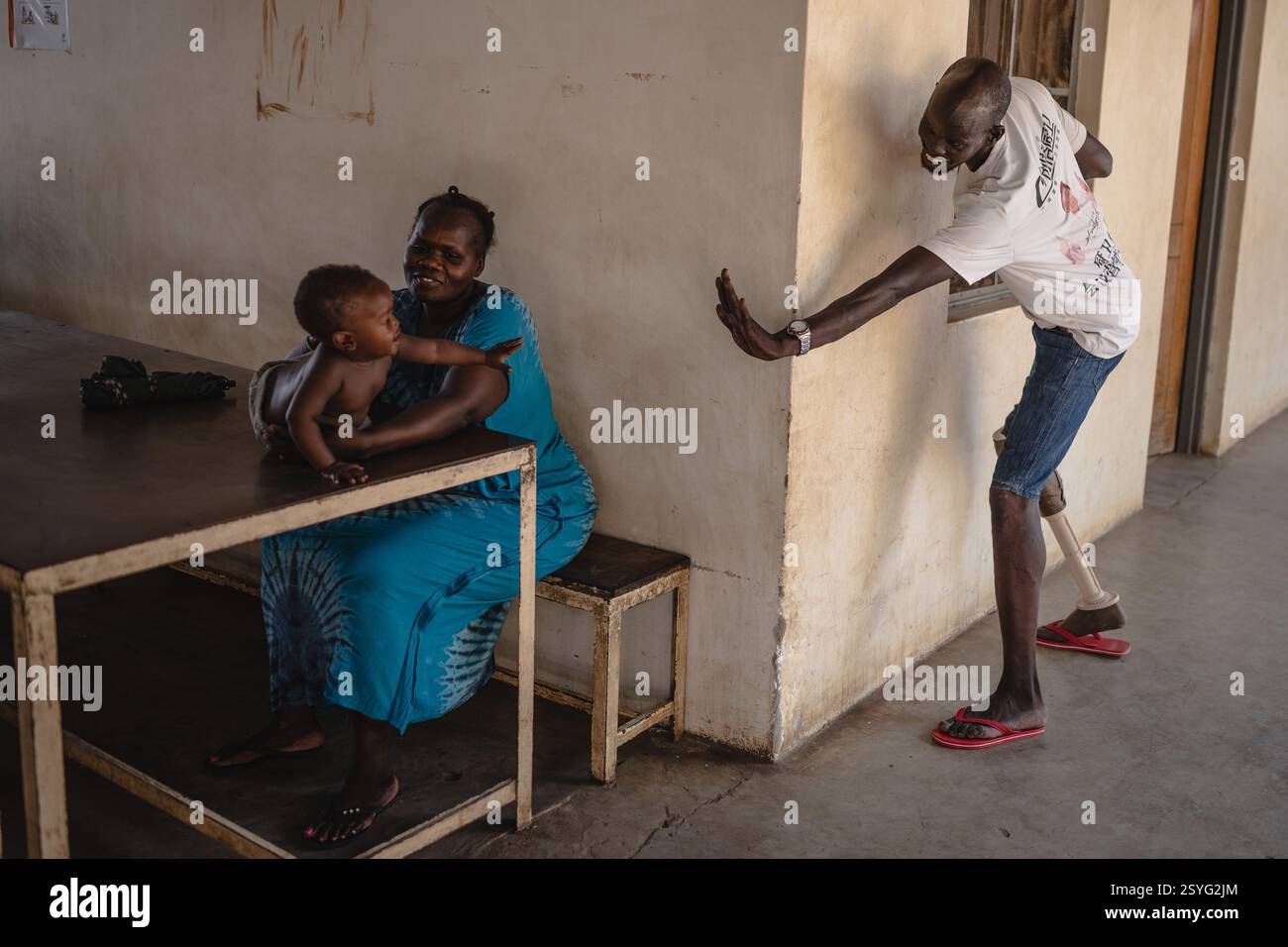 Juba, South Sudan. 28th Feb, 2025. A disabled refugee plays with a ...