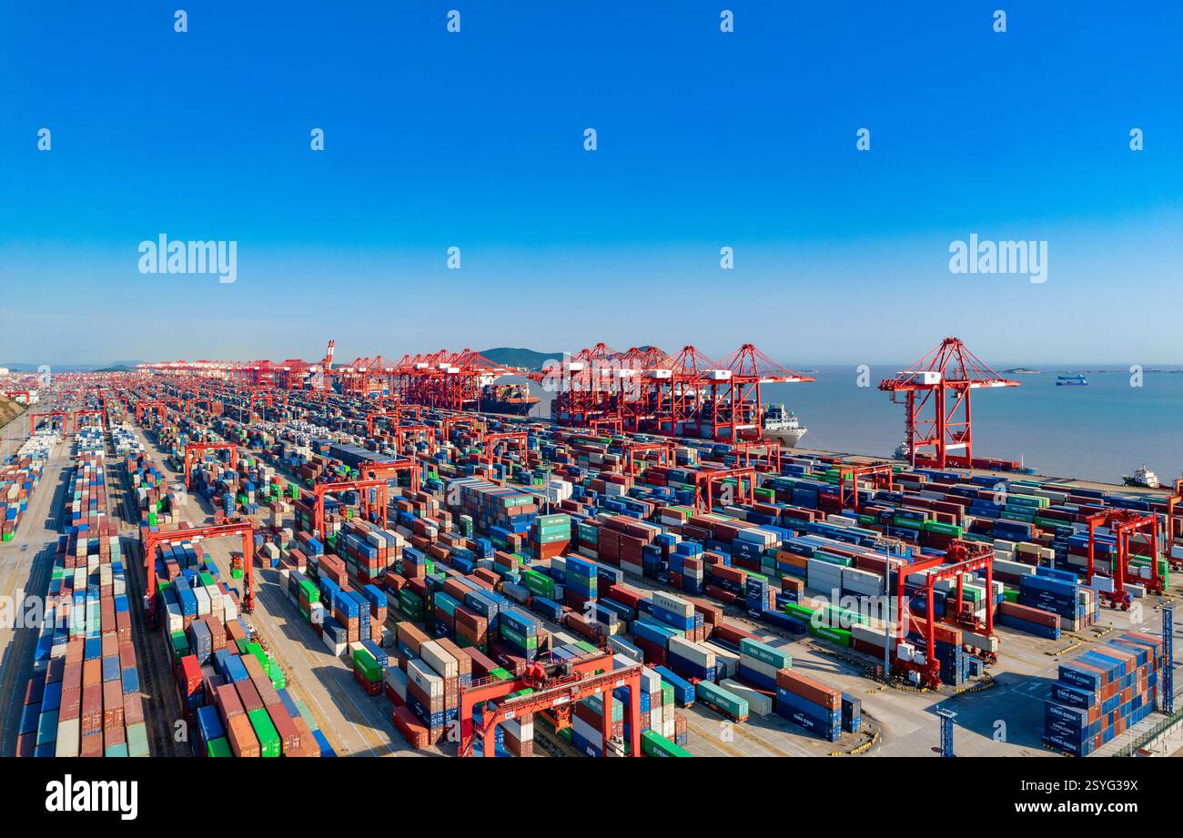 Yangshan Deepwater Port, Zhoushan City, Zhejiang Province, China Stock ...