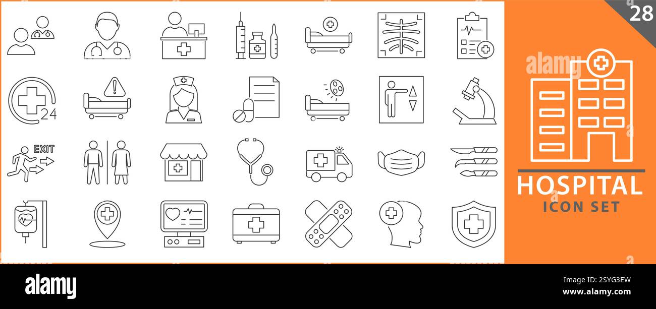 Hospital icons. set icon about hospital and medical. Hospital icon set ...