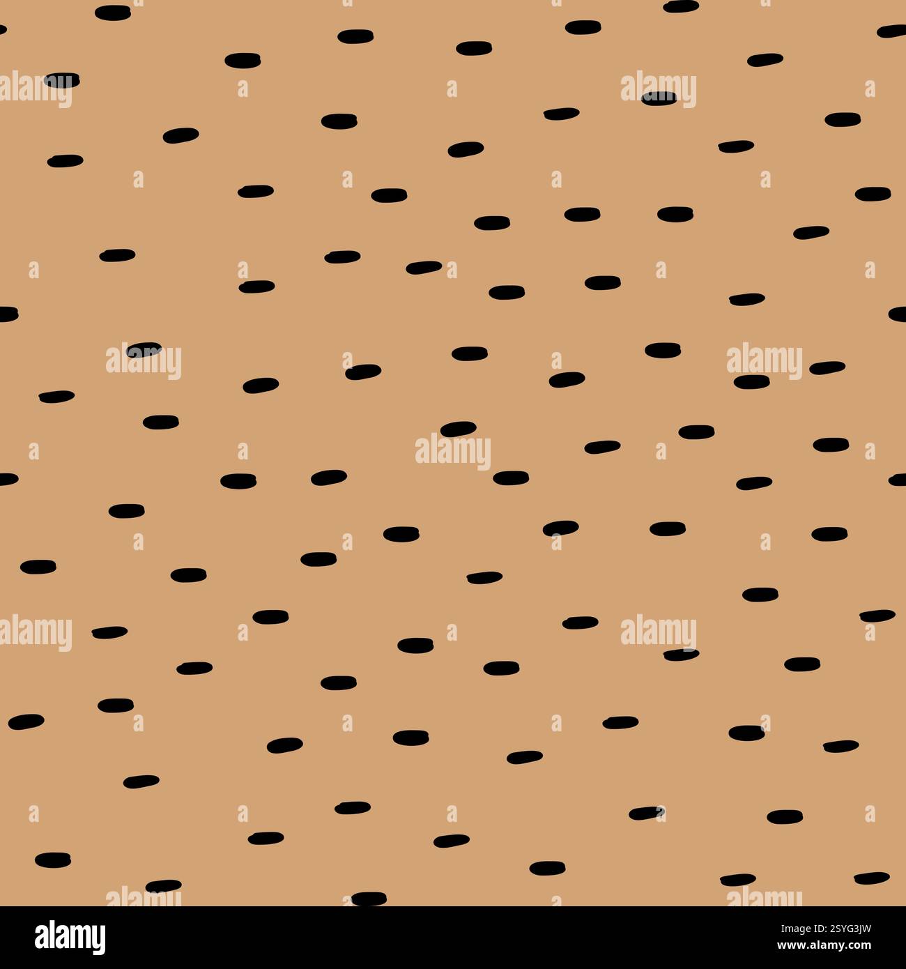 Seamless pattern with Small Dashes. Various dots and doodle lines. Repeated black spots on beige ...
