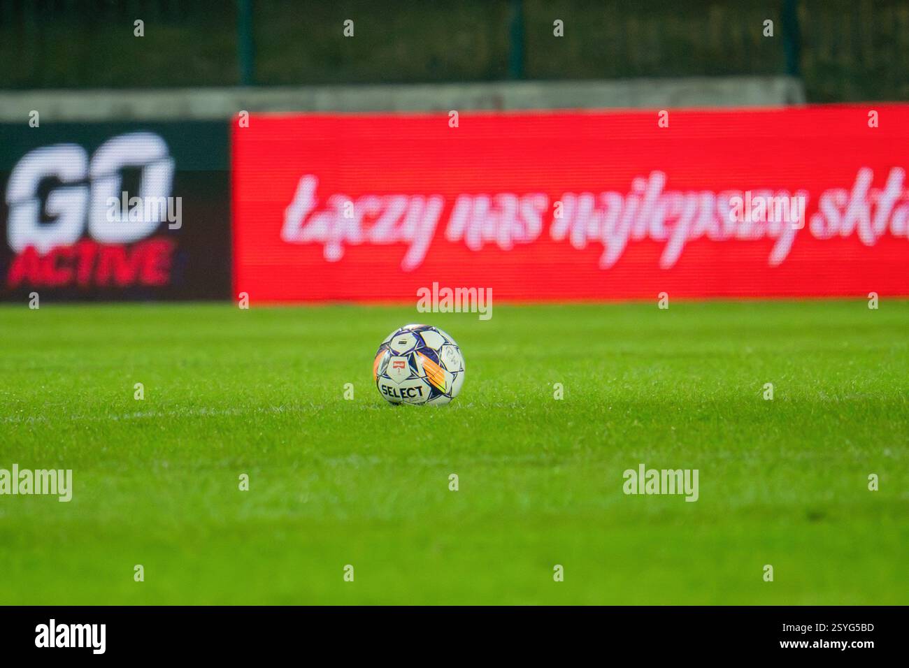 The official match ball seen during the match during the Polish Cup ...