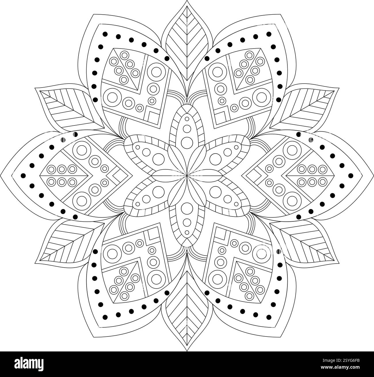 Monochrome mandala illustration perfect for mindfulness coloring Stock ...