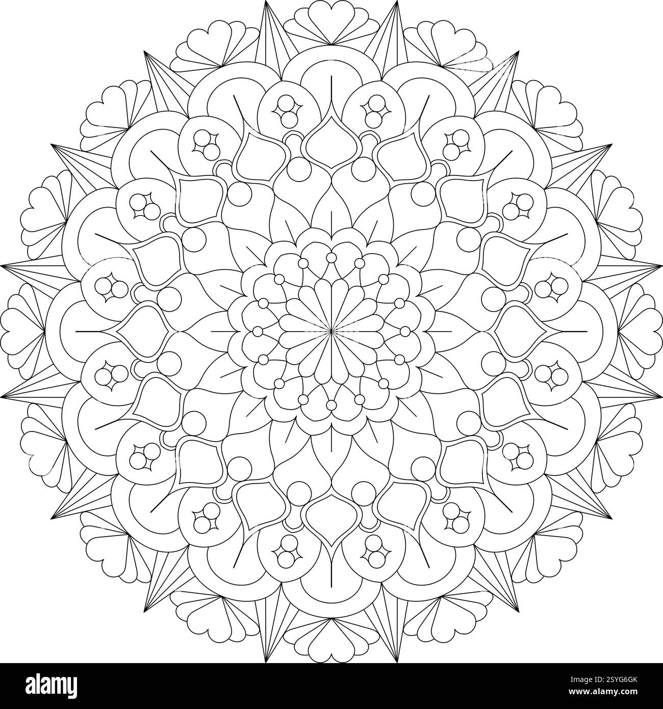 Symmetrical Mandala Line Art – Digital Decorative Element Stock Vector ...