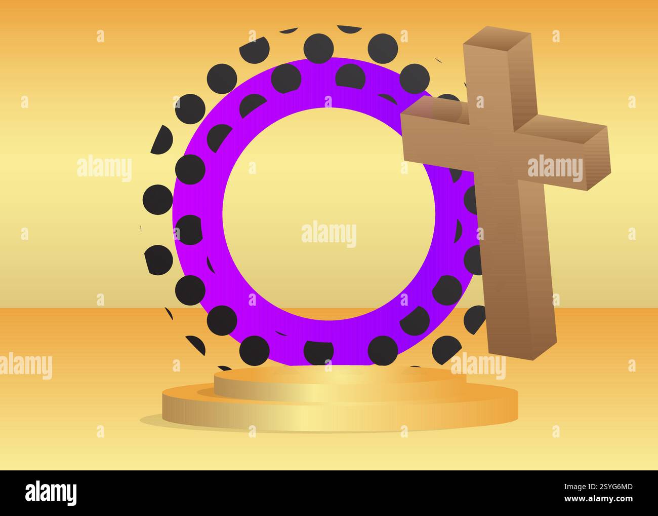 Mockup product display with Religion cross, Crucifix. Vector cylinder ...