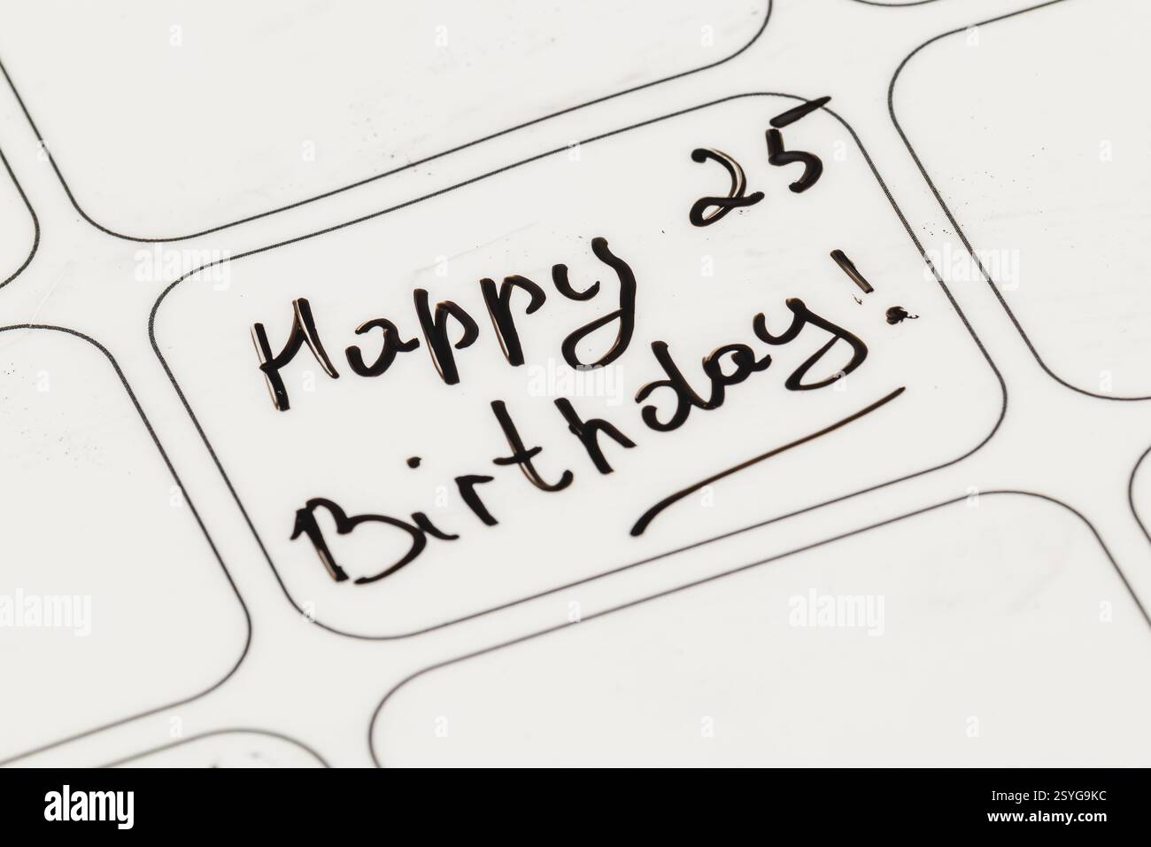 A handwritten note displays a cheerful birthday message celebrating the ...