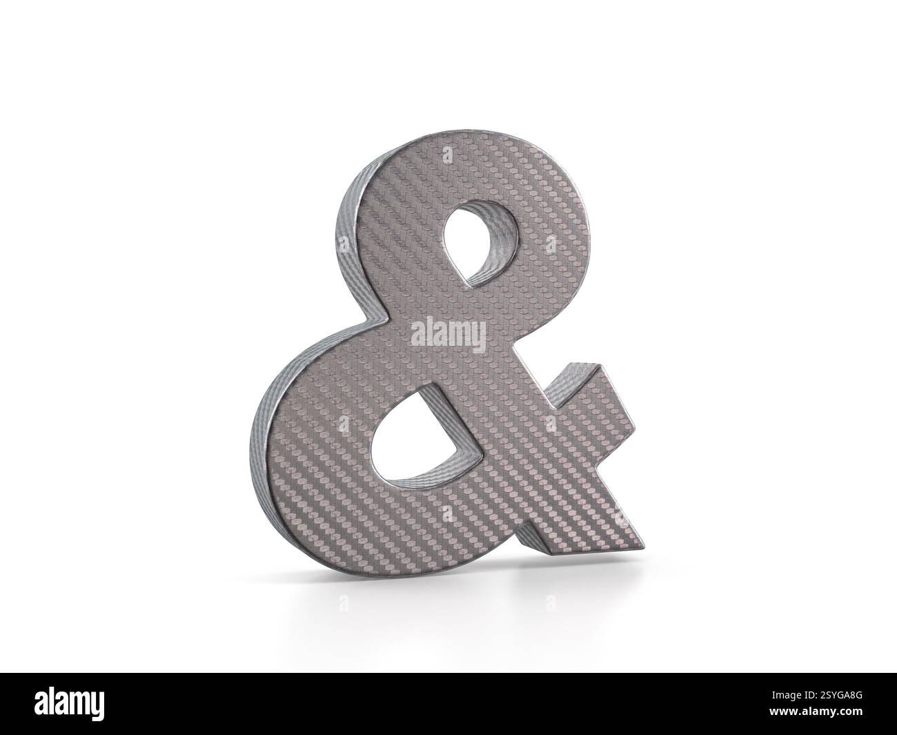 Holographic foil ampersand symbol on a white background. 3d ...