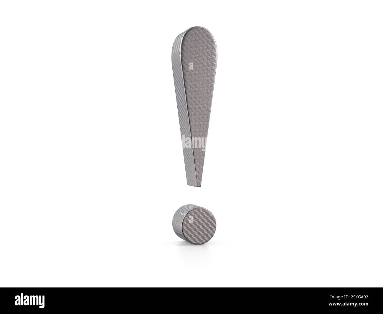 Holographic foil exclamation mark symbol on a white background. 3d ...