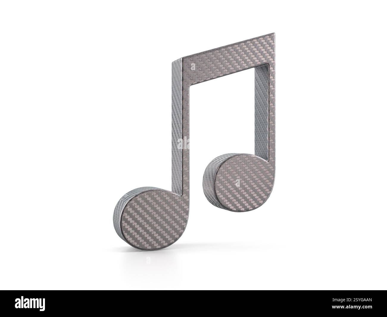 Holographic foil music note symbol on a white background. 3d ...