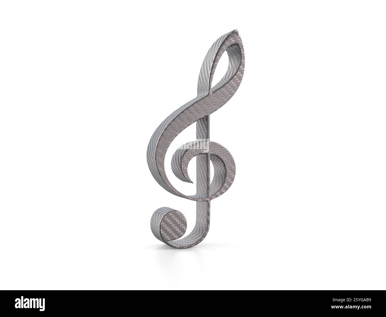Holographic foil music note symbol on a white background. 3d ...