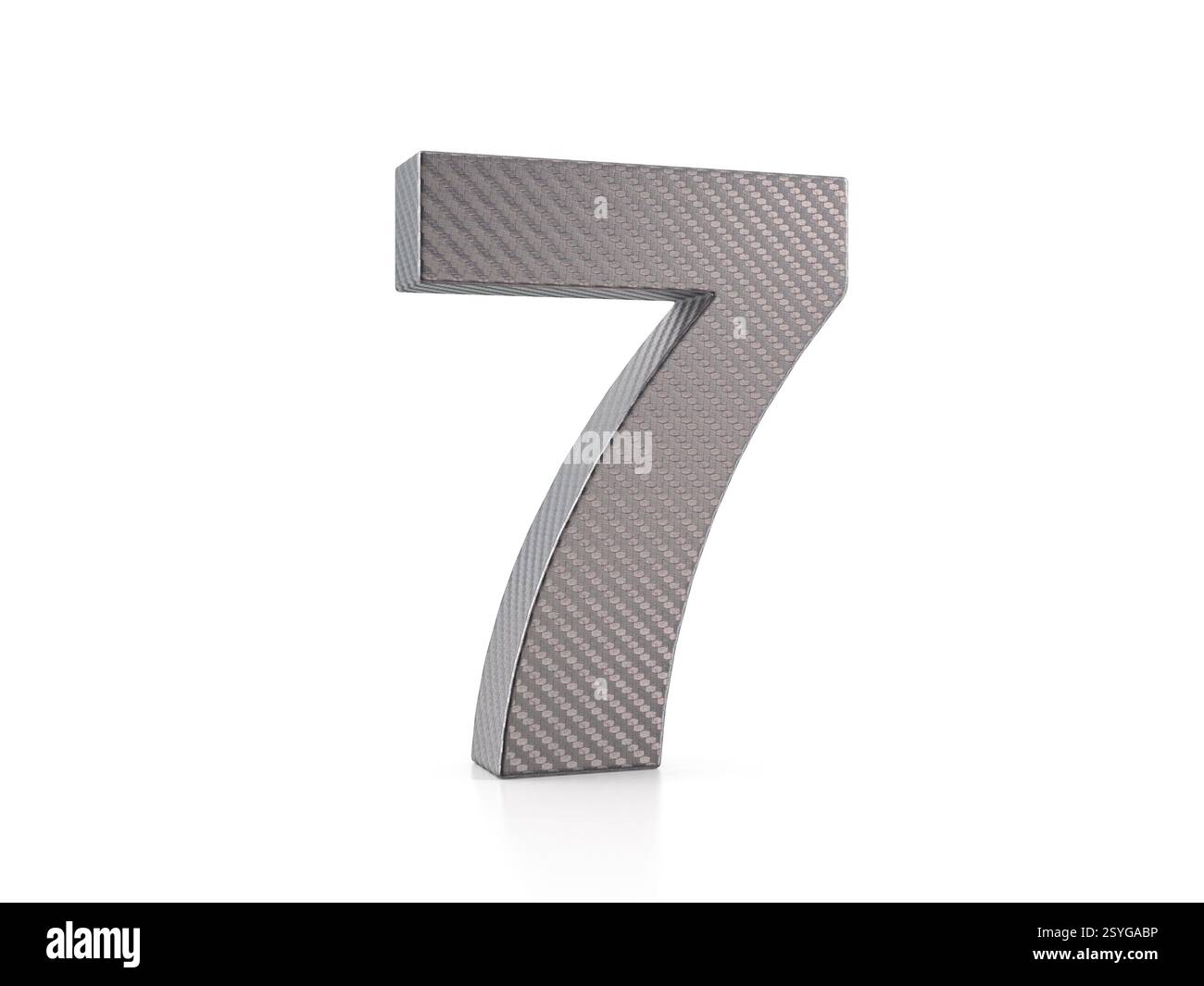 Holographic foil number seven on a white background. 3d illustration ...