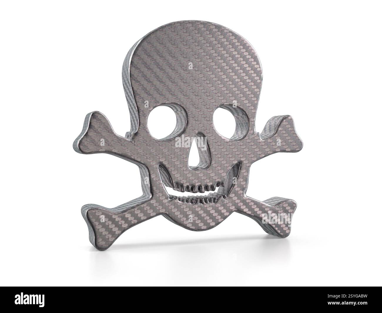 Holographic foil skull symbol on a white background. 3d illustration ...