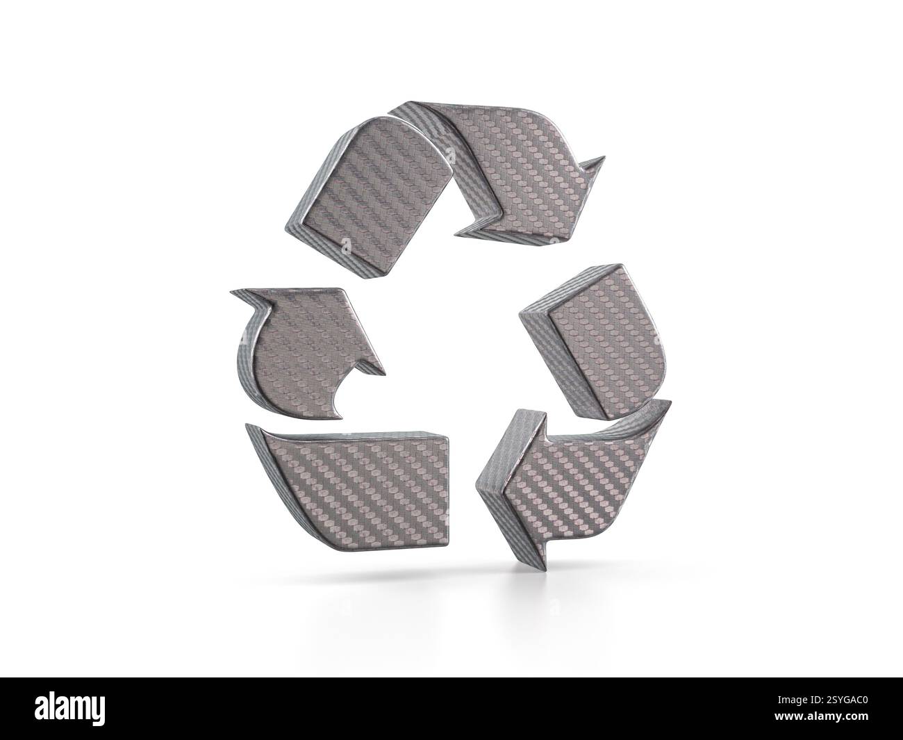 Holographic foil recycle symbol on a white background. 3d illustration ...