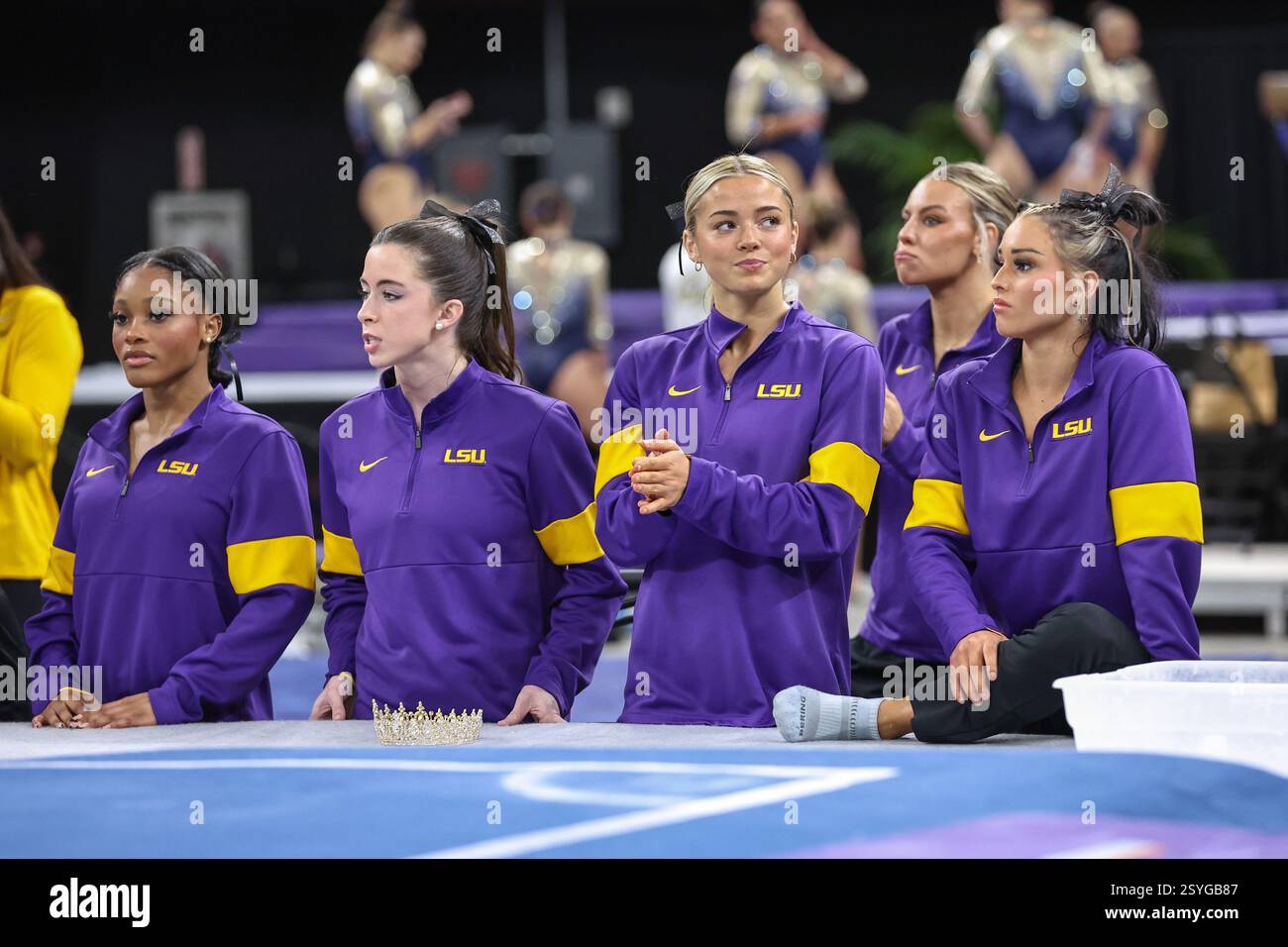 Baton Rouge, LA, USA. 28th Feb, 2025. LSU's Olivia Dunne, KJ Johnson ...