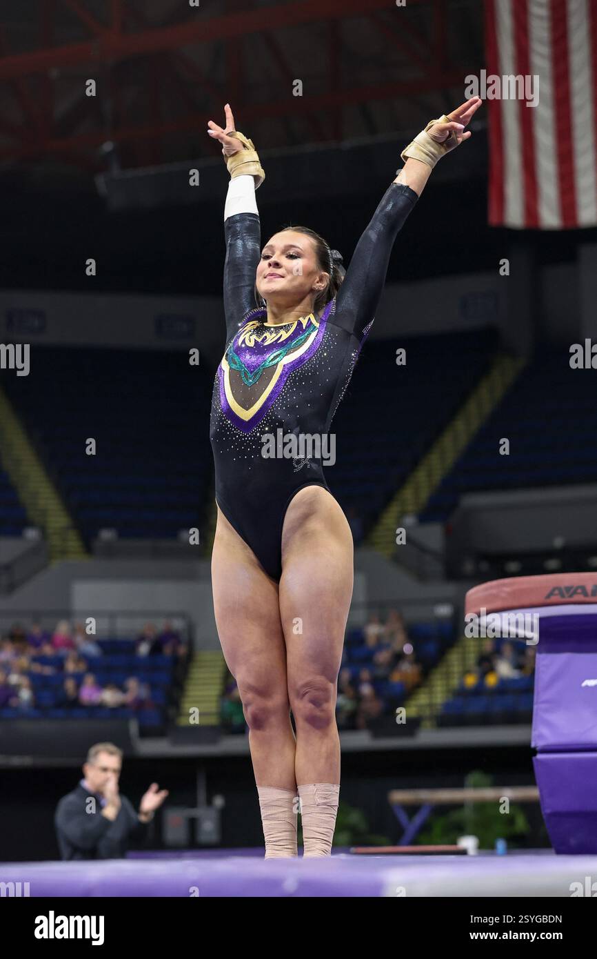 February 28, 2025: LSU's Lexi Zeiss competes on the vault during the ...