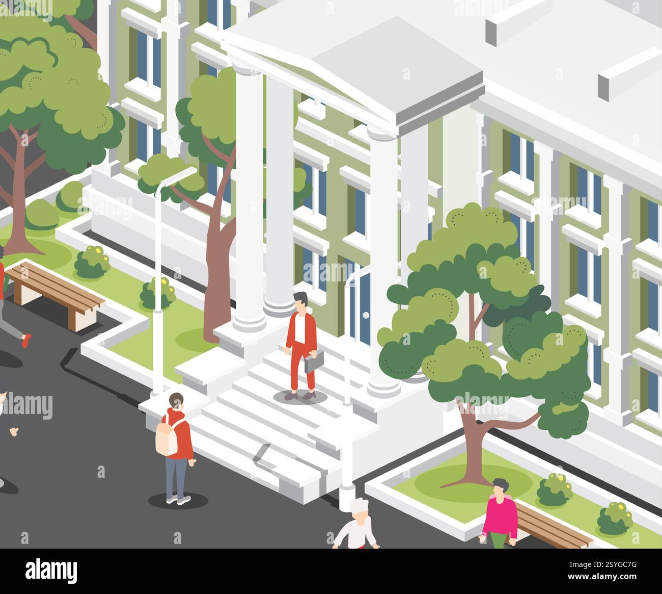 Isometric view of courthouse building, bank, university or governmental ...