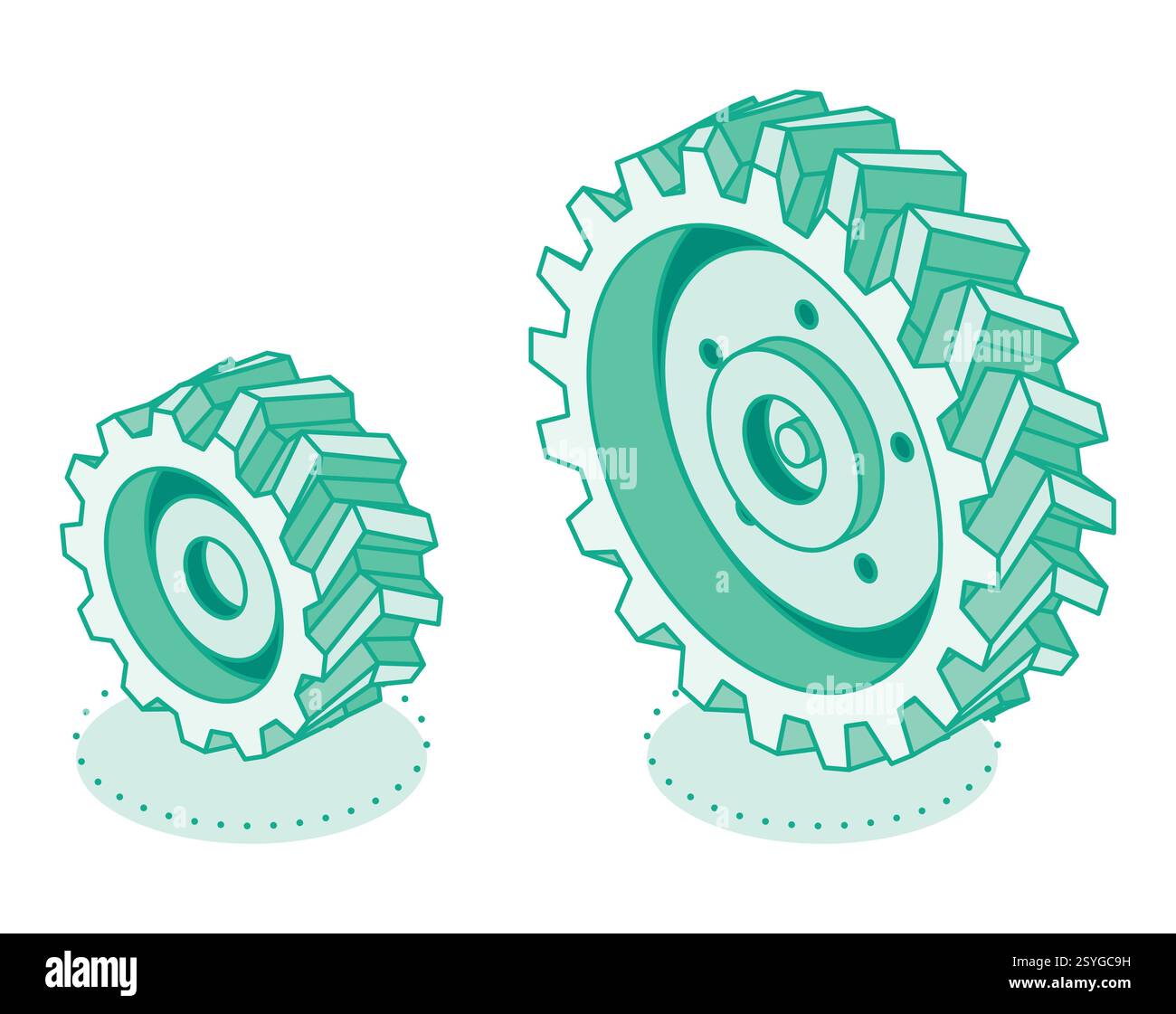 Isometric tractor wheel. Big and small size. Vector illustration. Icon ...