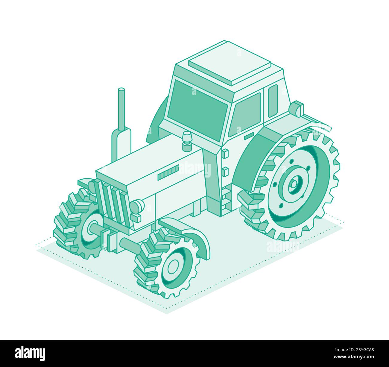 Isometric tractor isolated on white background. Vector illustration ...