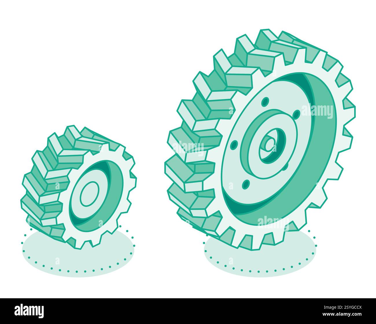 Isometric tractor wheel. Big and small size. Vector illustration. Icon ...
