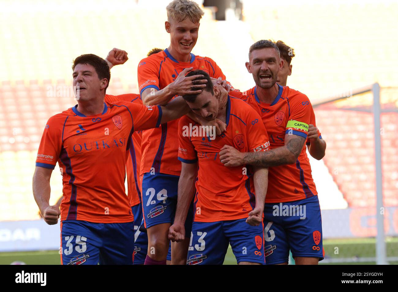 Brisbane, Australia, March 1 2025: Players of Brisbane Roar celebrat6e ...