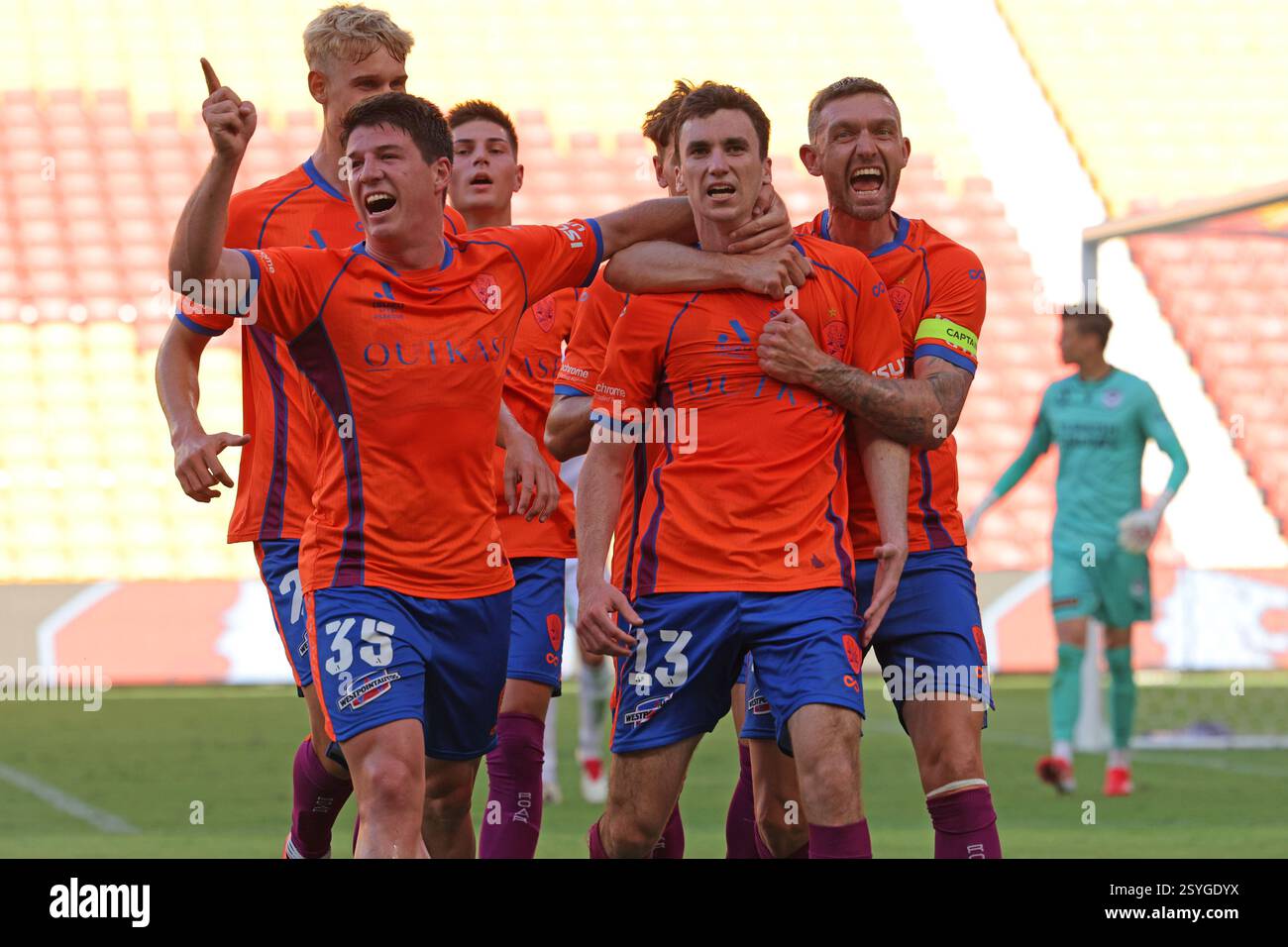 Brisbane, Australia, March 1 2025: Players of Brisbane Roar celebrat6e ...