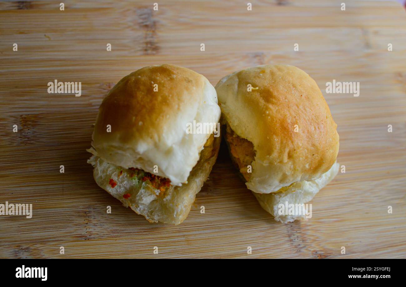 Closeup of Indian Famous Street Food Vada Pav Also Know as Vada Paav ...