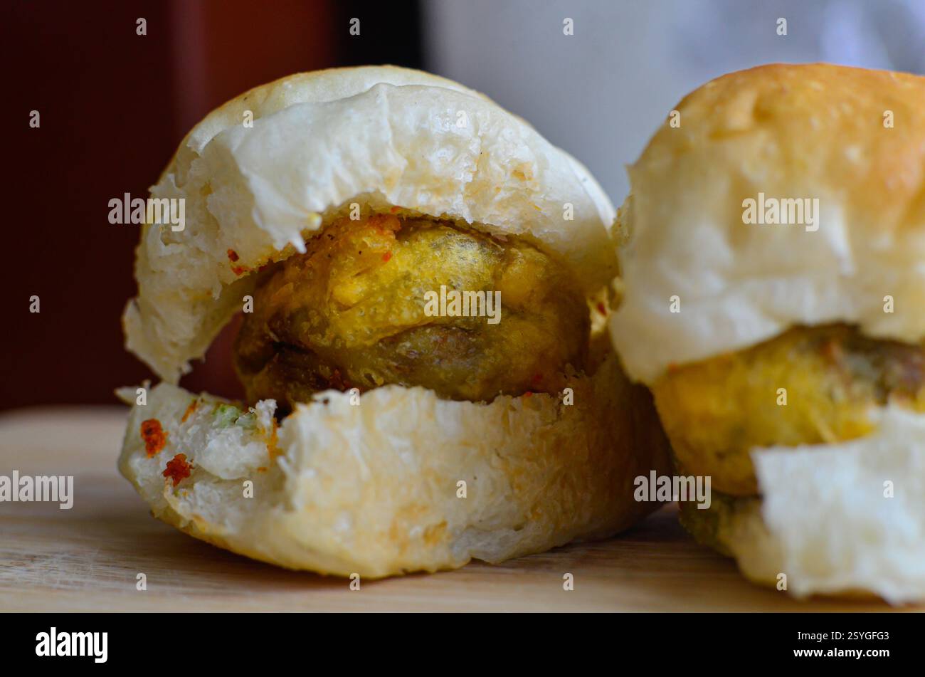 Closeup of Indian Famous Street Food Vada Pav Also Know as Vada Paav ...