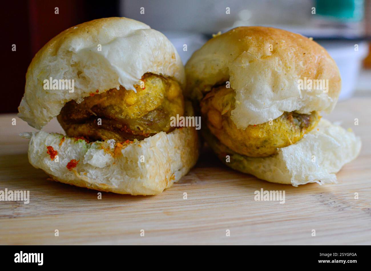 Closeup of Indian Famous Street Food Vada Pav Also Know as Vada Paav ...