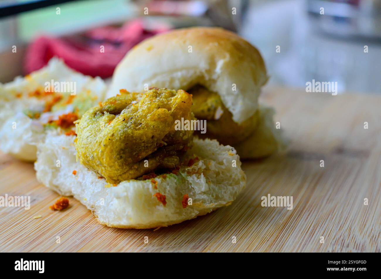 Closeup of Indian Famous Street Food Vada Pav Also Know as Vada Paav ...