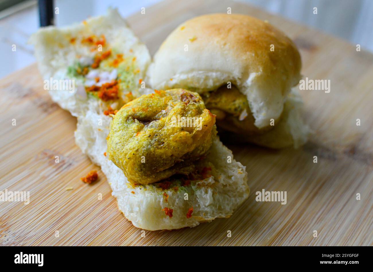 Closeup of Indian Famous Street Food Vada Pav Also Know as Vada Paav ...