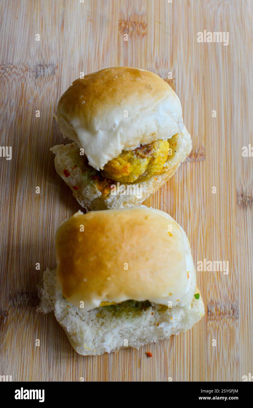 Closeup of Indian Famous Street Food Vada Pav Also Know as Vada Paav ...