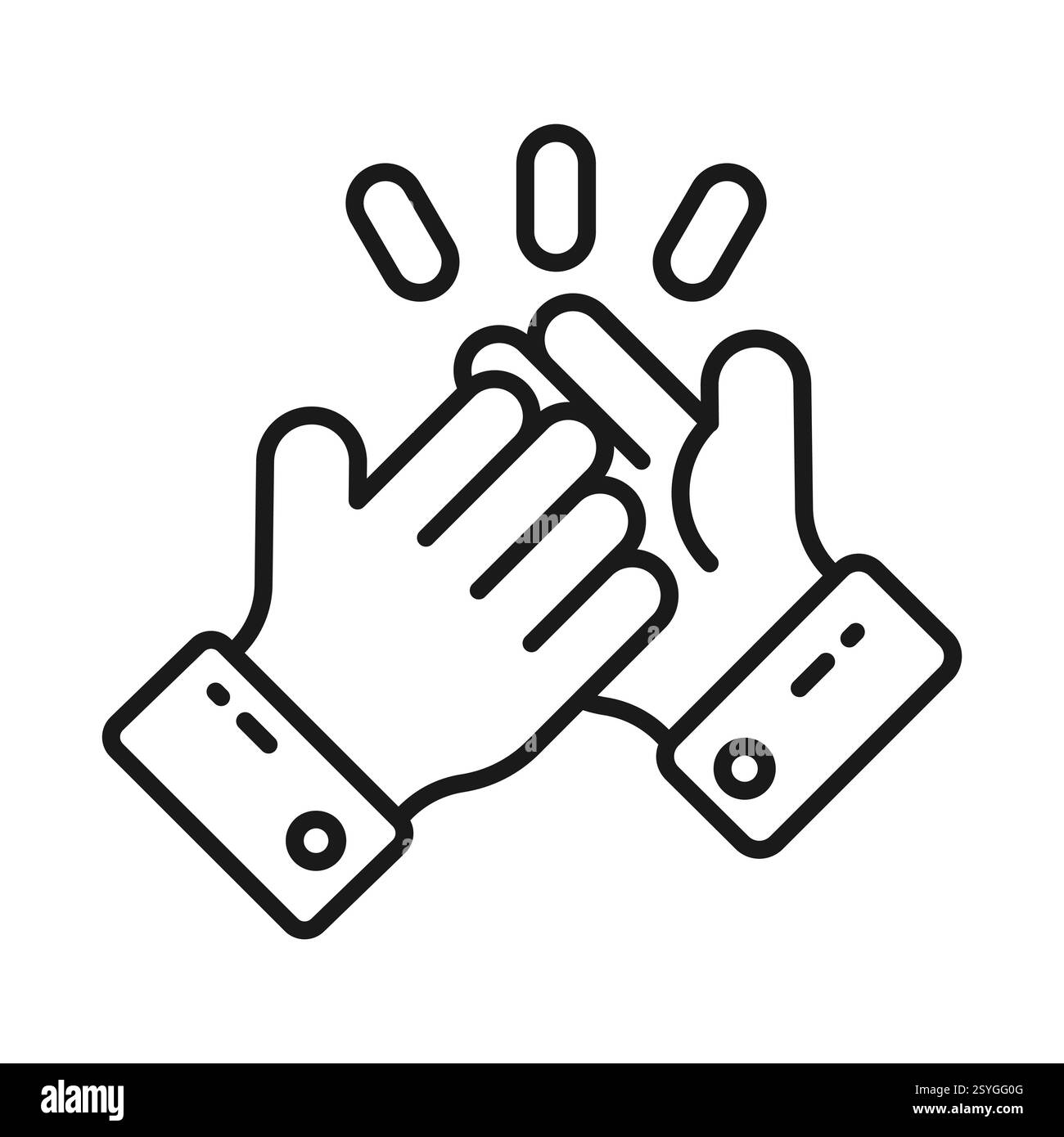 Two people shaking hands concept icon of encouragement in modern style ...