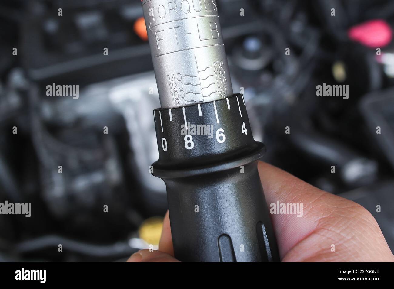 Close up of scale torque adjuster of torque wrench , Mechanic tools ...