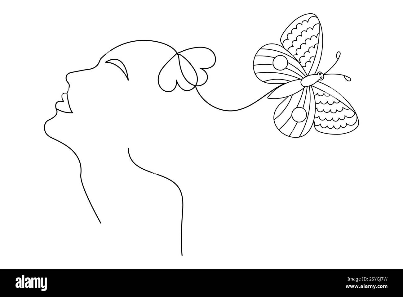 Butterfly Continuous one line art drawing with Color monarch ...