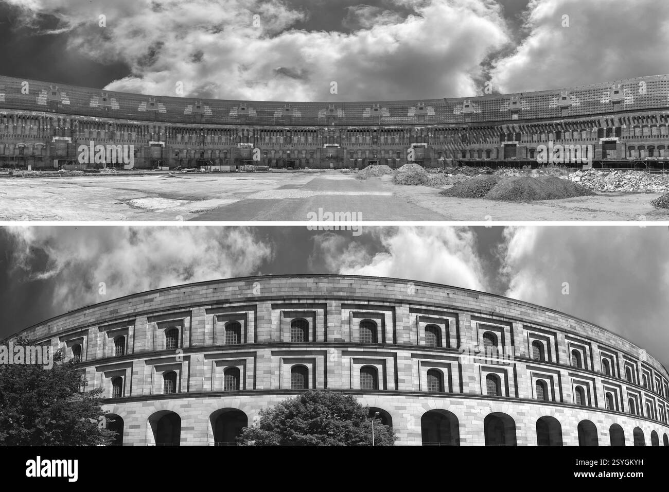 Exterior and interior view of the Congress Hall, unfinished National ...