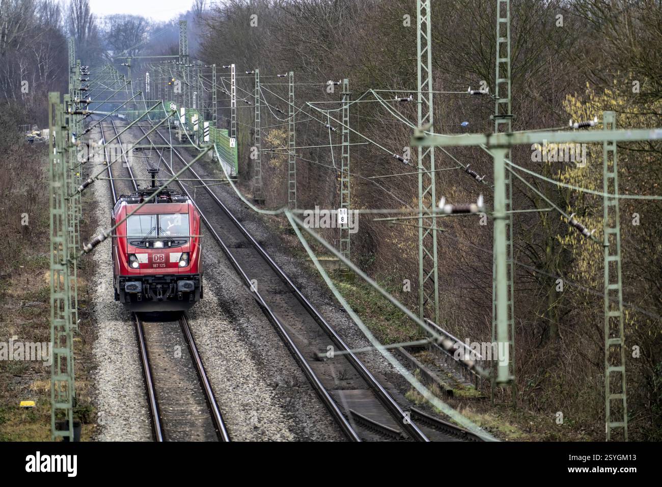 Emschertalbahn, railway line for freight transport, freight train, near ...