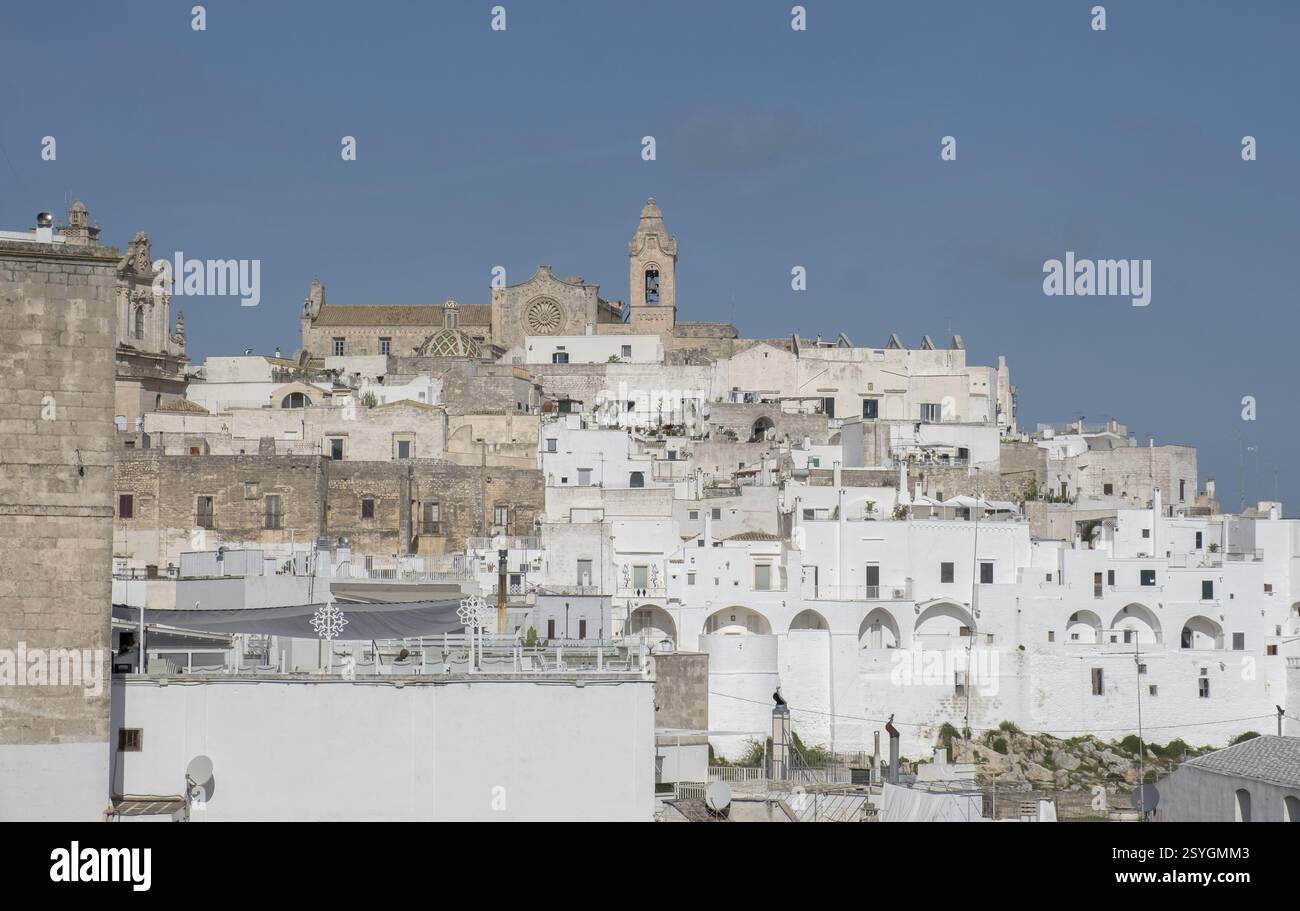 View of the famous white historic centre of Ostuni, Apulia, Italy ...
